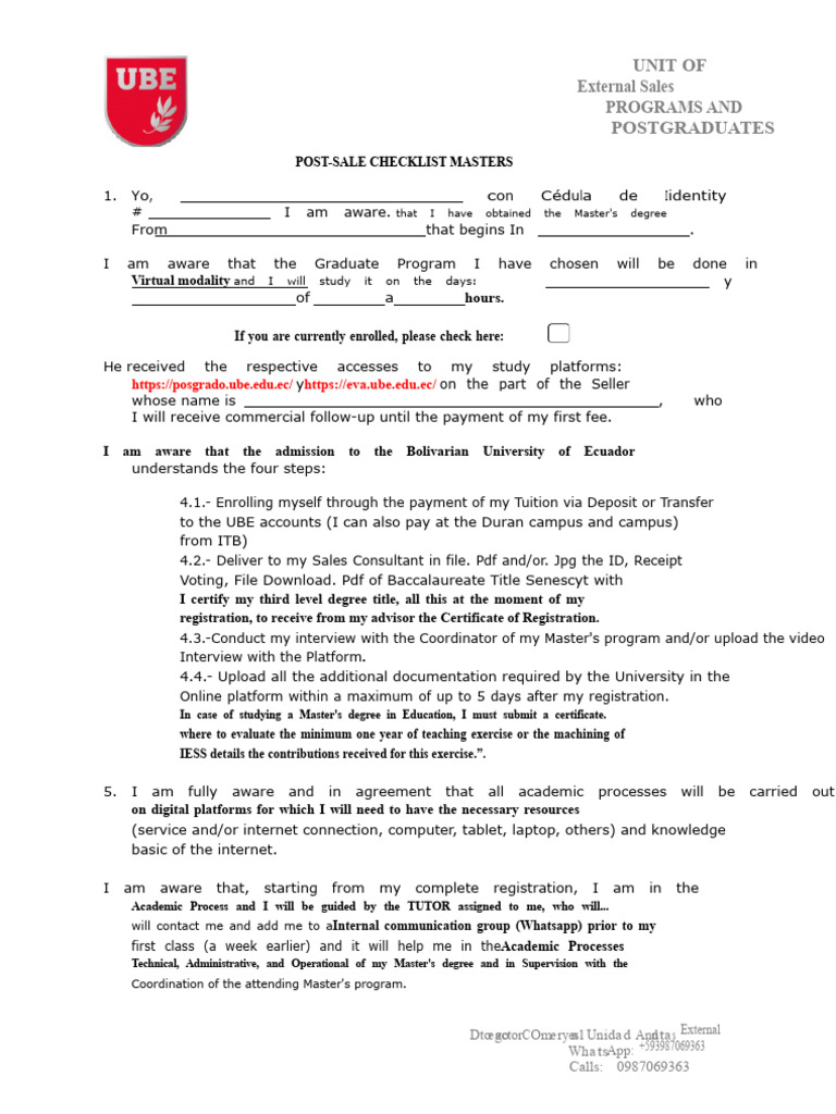 Check List Master's Degrees Word 2024 | PDF