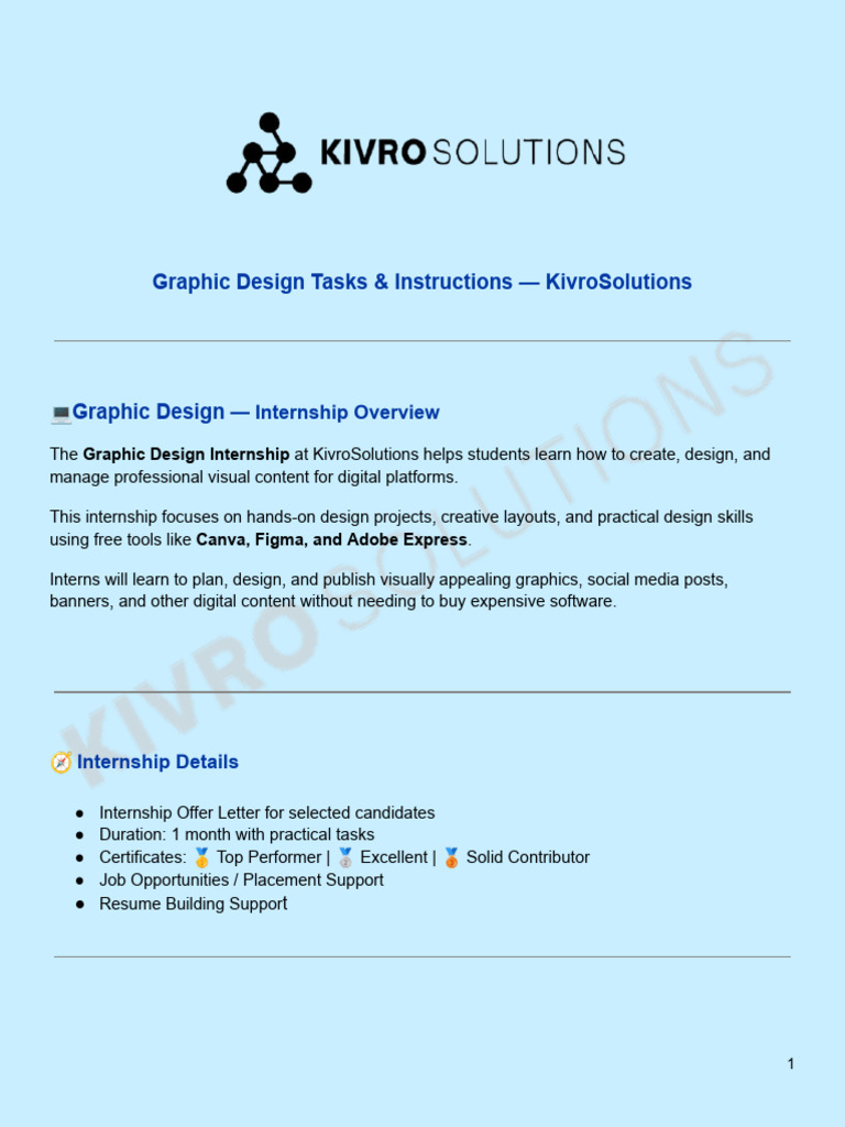 Graphic Designing Tasks & Instructions - KivroSolutions | PDF | Adobe ...