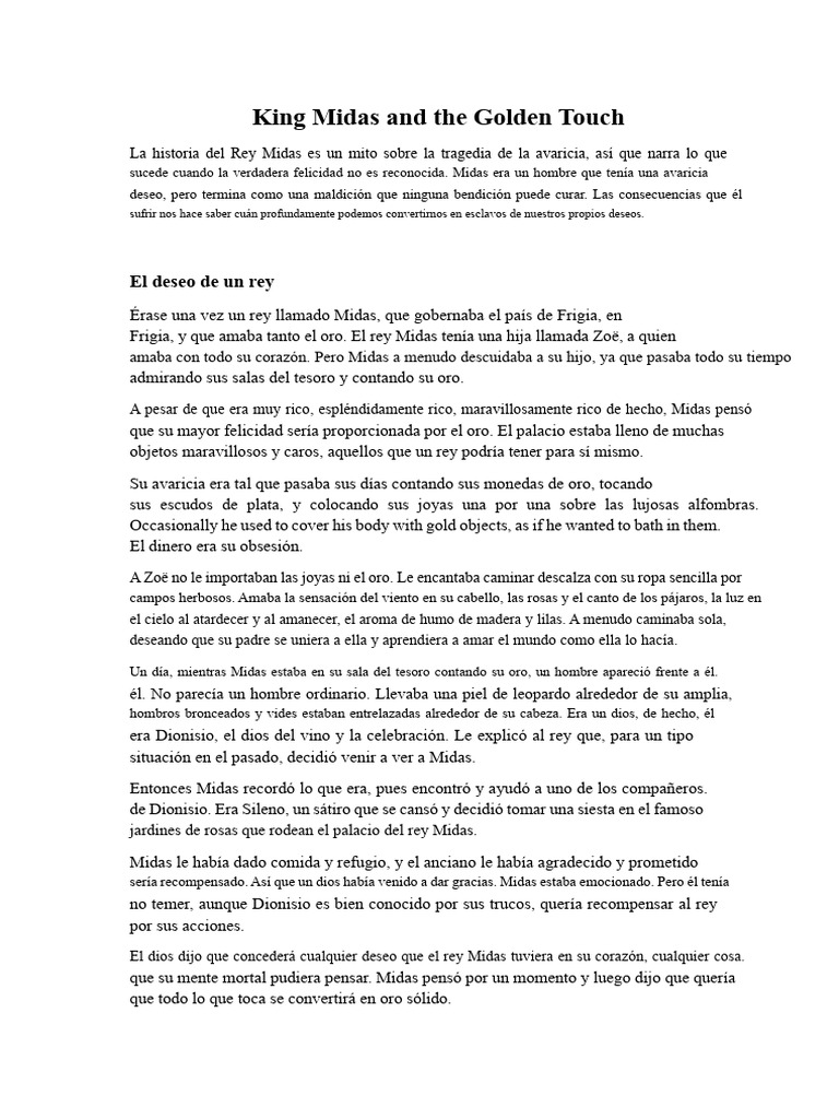 Rey Midas y El Toque de Oro PDF | PDF | Dioniso