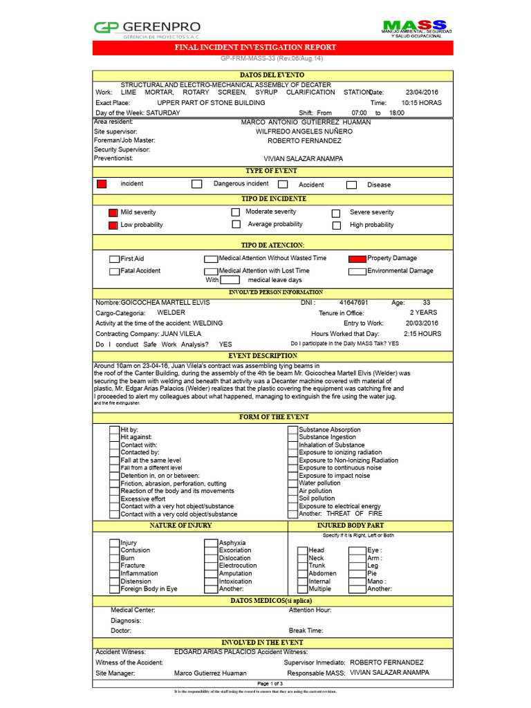 Incident Report: Welding Fire Hazard | PDF | Welding | Construction