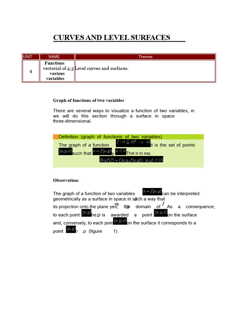 4.3 Level Curves and Surfaces. | PDF | Function (Mathematics) | Curve