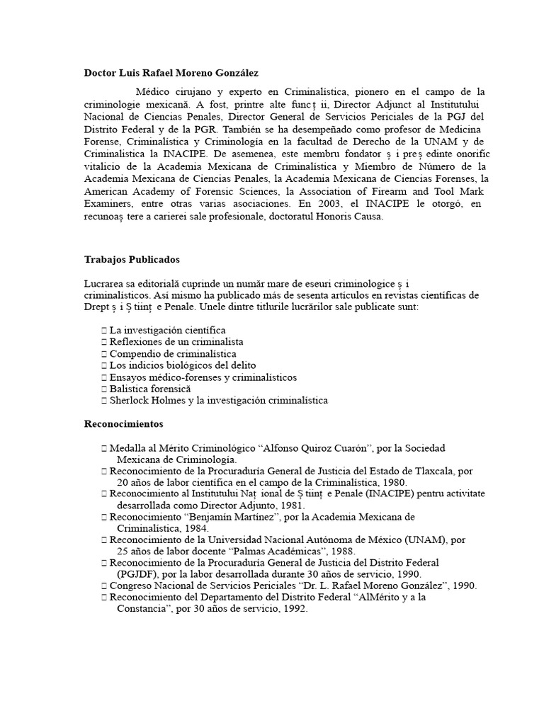 Doctor Luis Rafael Moreno González | PDF | Ciencia forense | Universidad