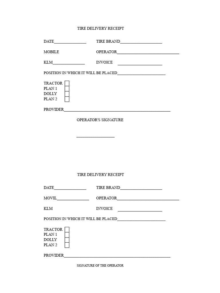 Tire Delivery Format | PDF