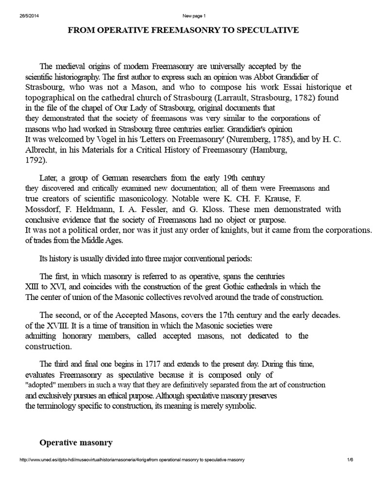 From Operative Masonry To Speculative Masonry | PDF | Freemasonry