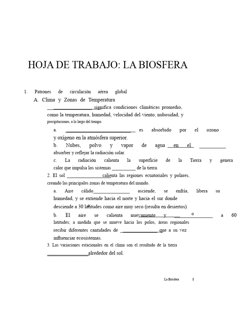 Patrones Climáticos y Biodiversidad en la Biosfera | PDF | Tierra | Clima