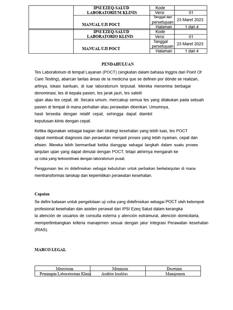 Manual Uji POCT IPSI Ezeq-Salud 2023 | PDF