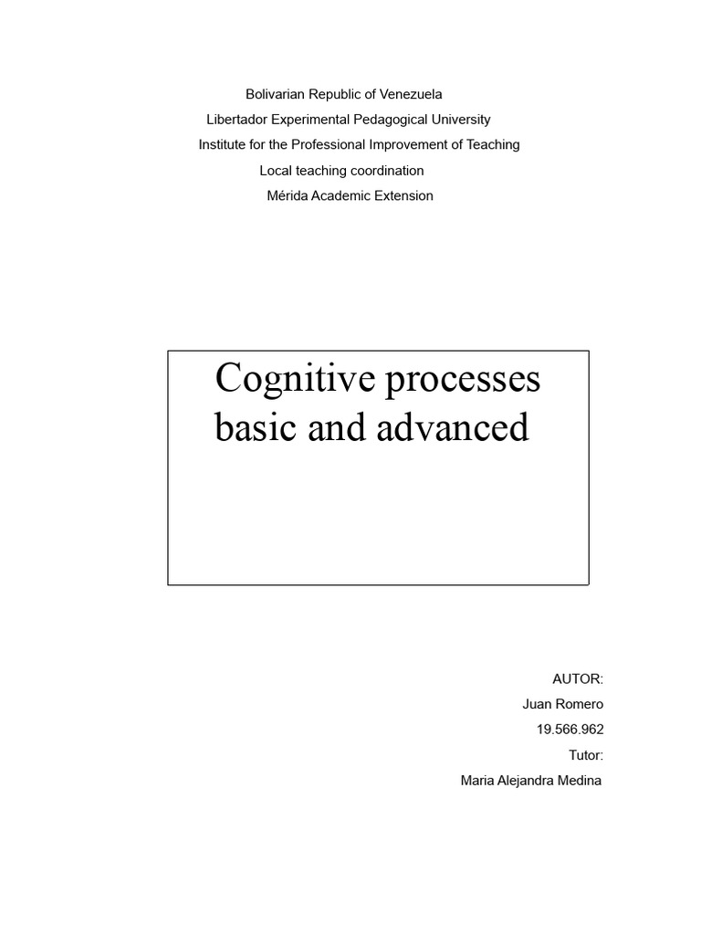 Basic and higher cognitive processes | PDF | Cognition | Perception