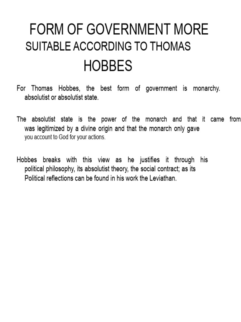Form of Government According To Thomas Hobbes | PDF | Absolute Monarchy ...