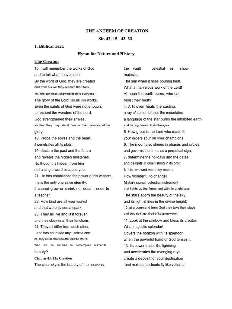 The Hymn of Creation | PDF | Glory (Religion) | God