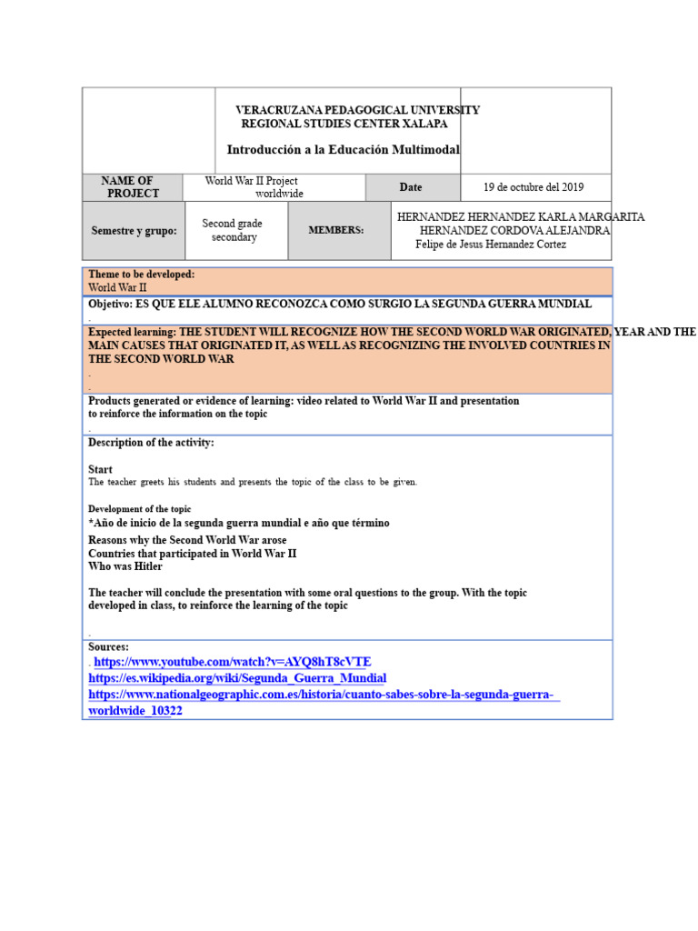 Lesson Plan The Second World War | PDF
