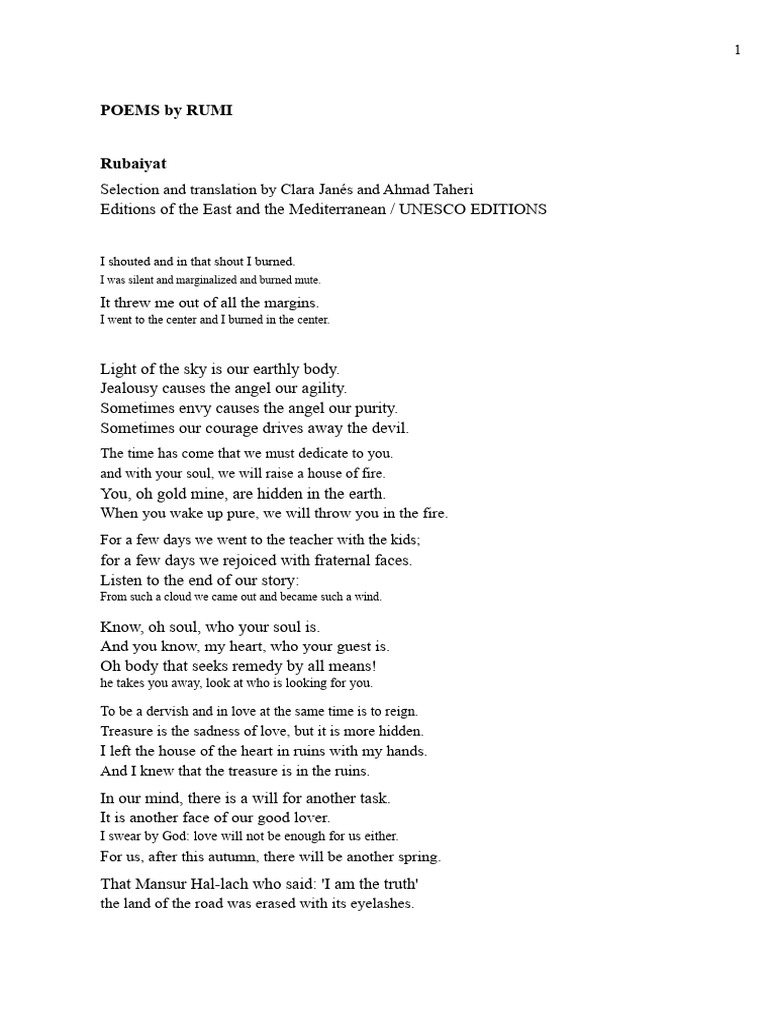 Rumi's Poems: Love and Existence | PDF | Rumi | Soul