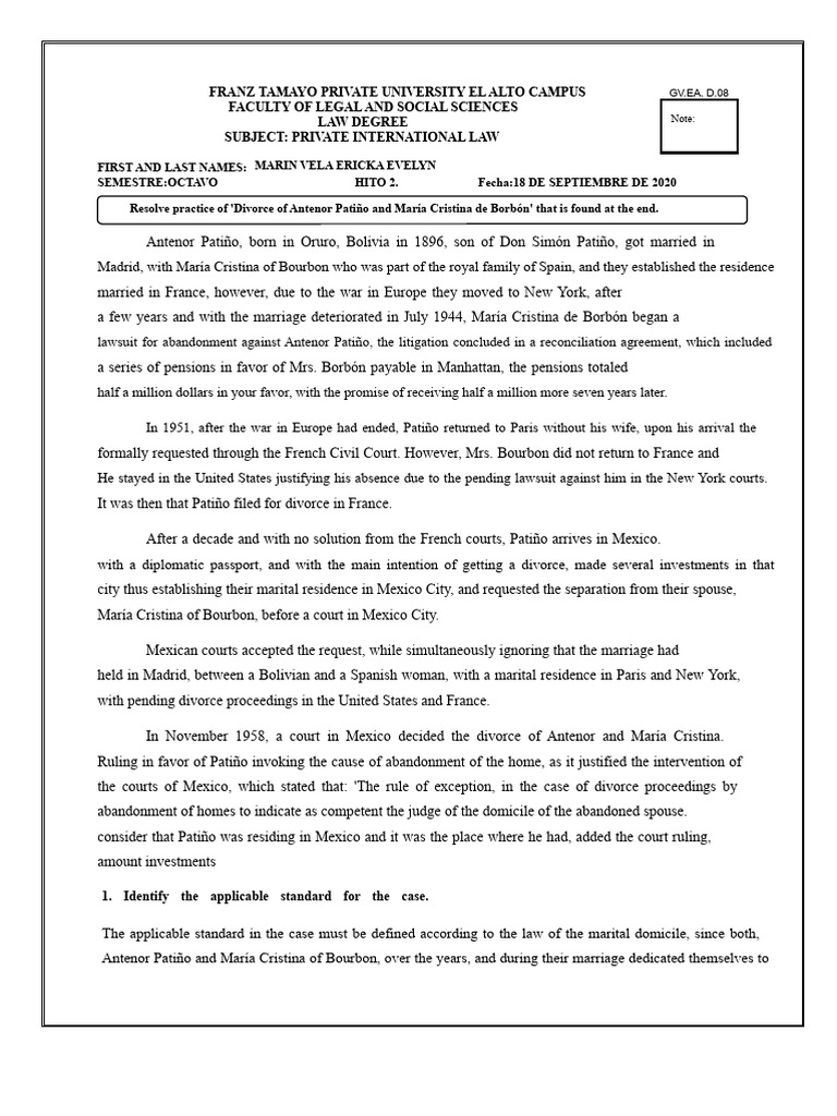 Case Practice | PDF | Divorce | Domicile (Law)