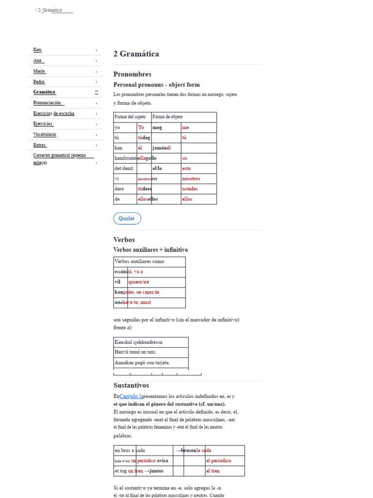 NoW 2 Gramática - NTNU | PDF | Sustantivo | Género gramatical