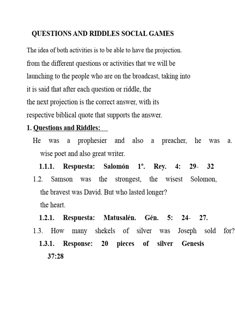 Questions and Riddles | PDF | Paul The Apostle | Books Of The Hebrew Bible