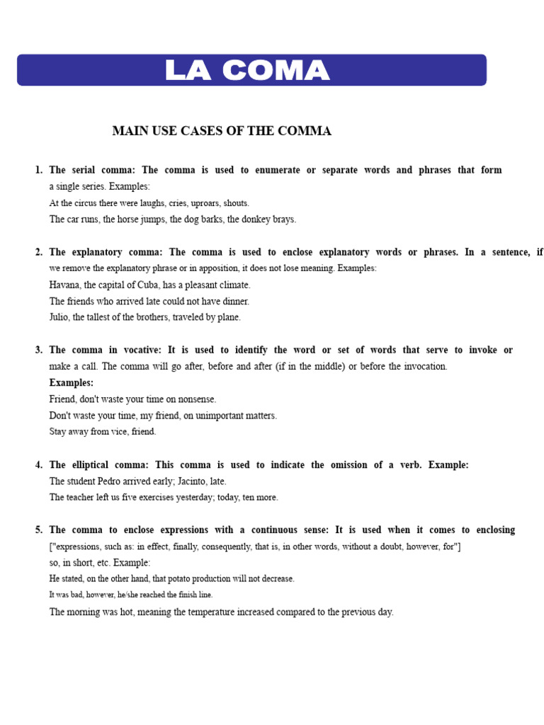 The Use of The Comma | PDF | Language Mechanics