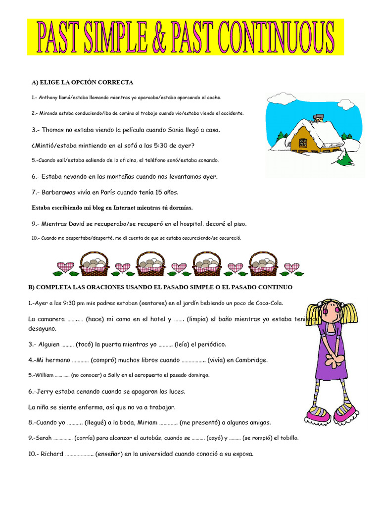Ejercicios de Pasado Simple y Continuo | PDF