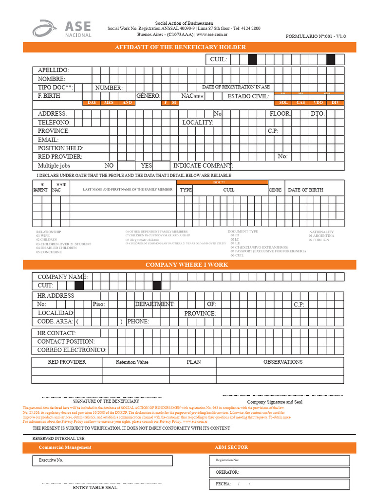 Form 001 ASE | PDF | Government And Personhood