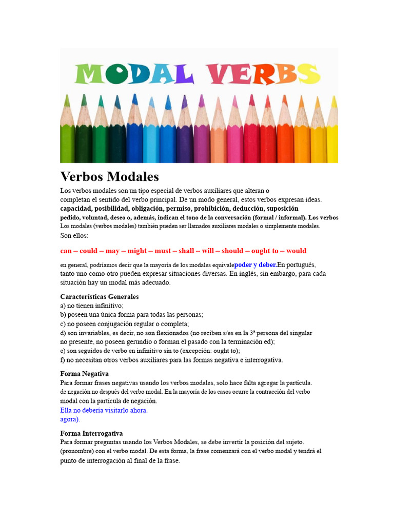 Verbos Modales | PDF | Verbo | Semántica