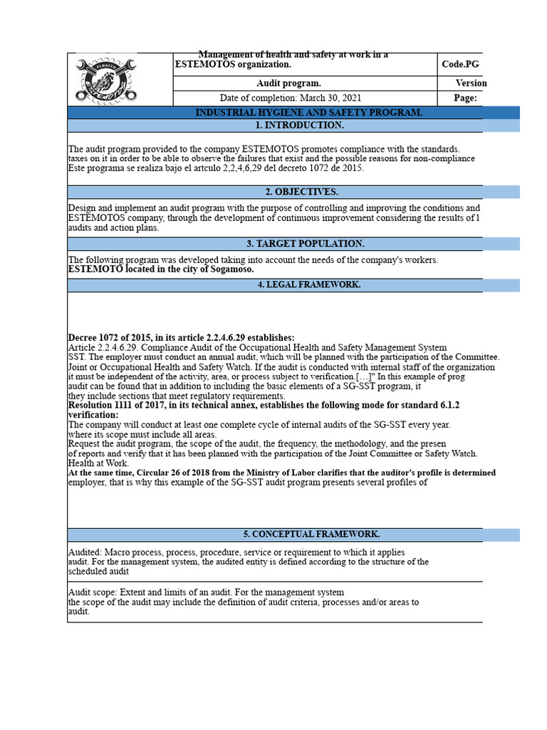 Audit Program. | PDF | Audit | Internal Audit