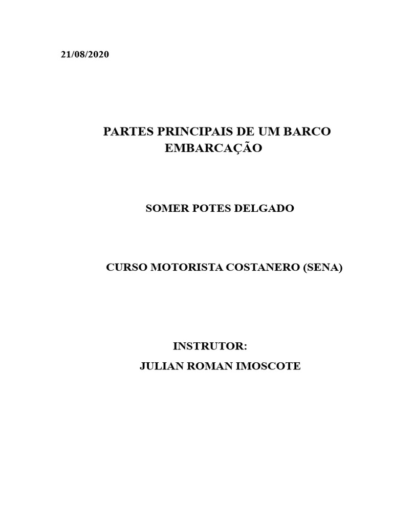 Partes Principais de um Barco | PDF | Barcos | Casco (embarcação)