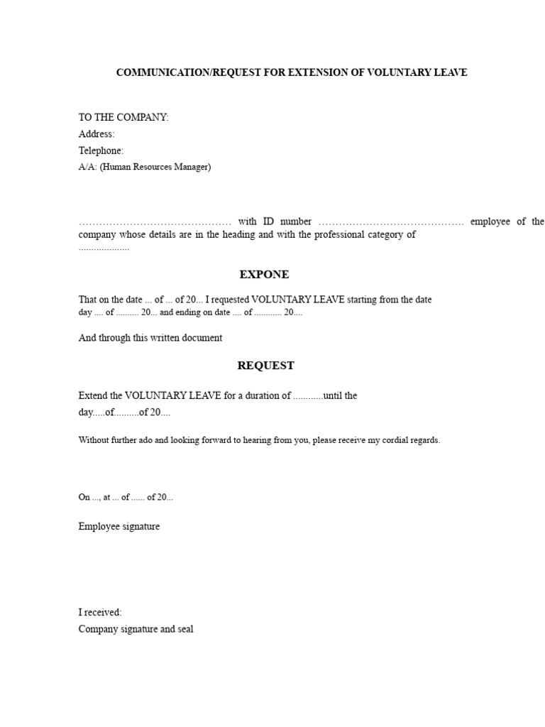Model Application For Extension of Voluntary Leave of Absence | PDF