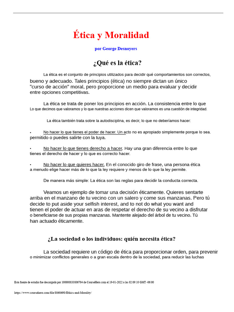 Ética y Moralidad | PDF | Moralidad | Comportamiento