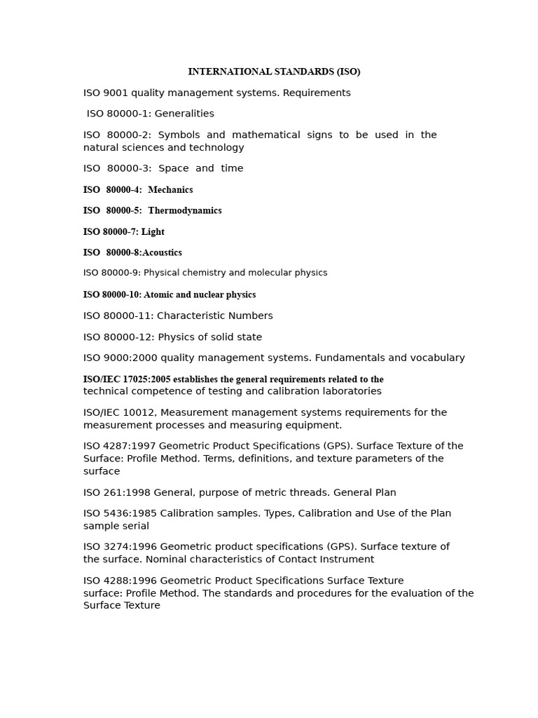 International Standards and Metrology Guidelines | PDF | Metrology ...