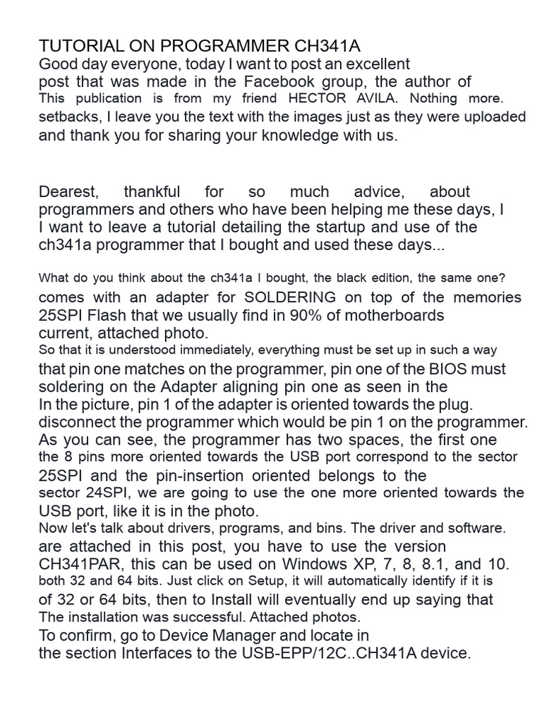 CH341A Programmer Setup Guide | PDF | Bios | Computer Architecture
