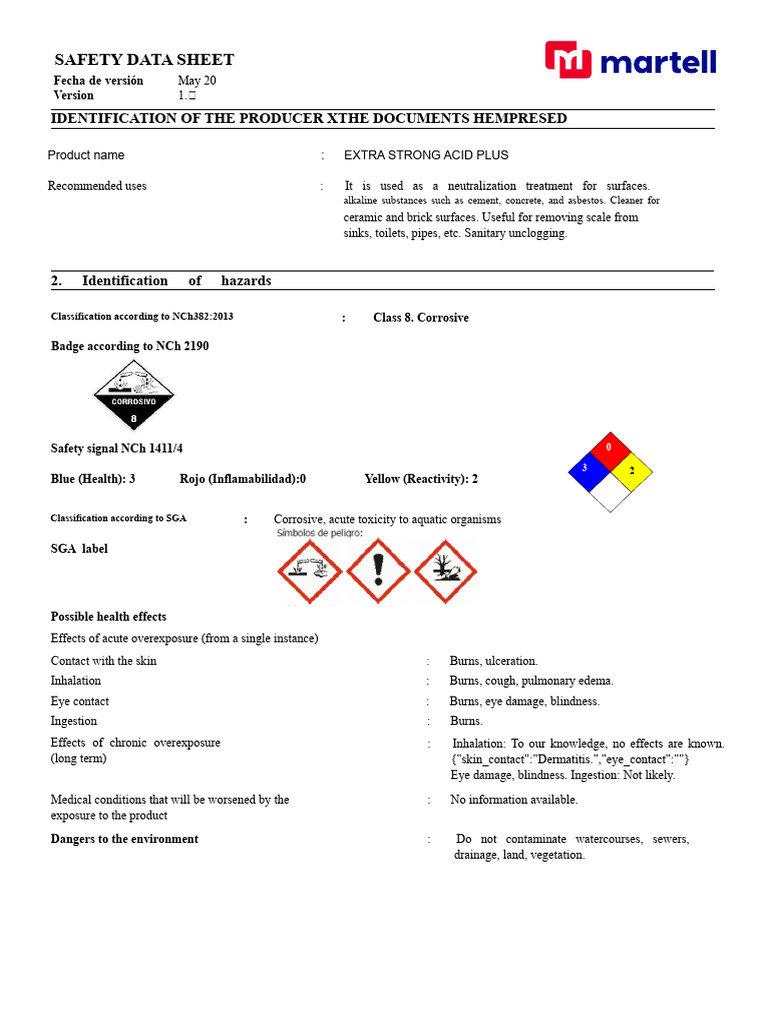 HS - MARTELL Acid | PDF | Hydrochloric Acid | Water