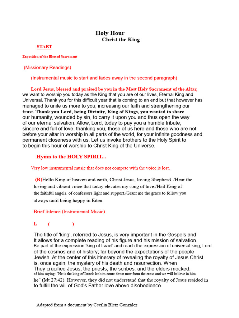 Holy Hour Worship for Christ the King | PDF | Jesus | God The Father