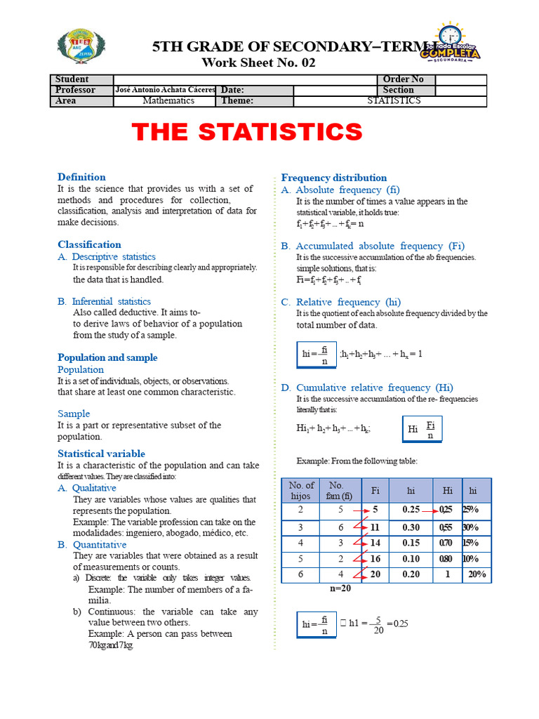 Statistics 5th Secondary AAC | PDF | Statistics | Probability Distribution