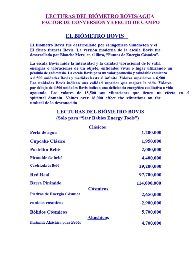Lecturas y Efectos del Biometro Bovis | PDF