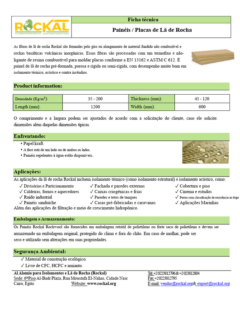 Tds - Placas de Rockwool Rockal - Revestimento de Kraft | PDF | Isolamento térmico | Setor ...