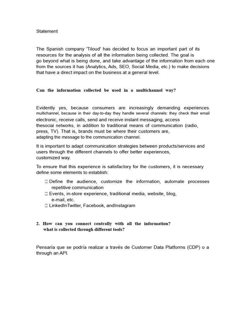 Case Statement 6 | PDF | Customer Relationship Management | Analytics