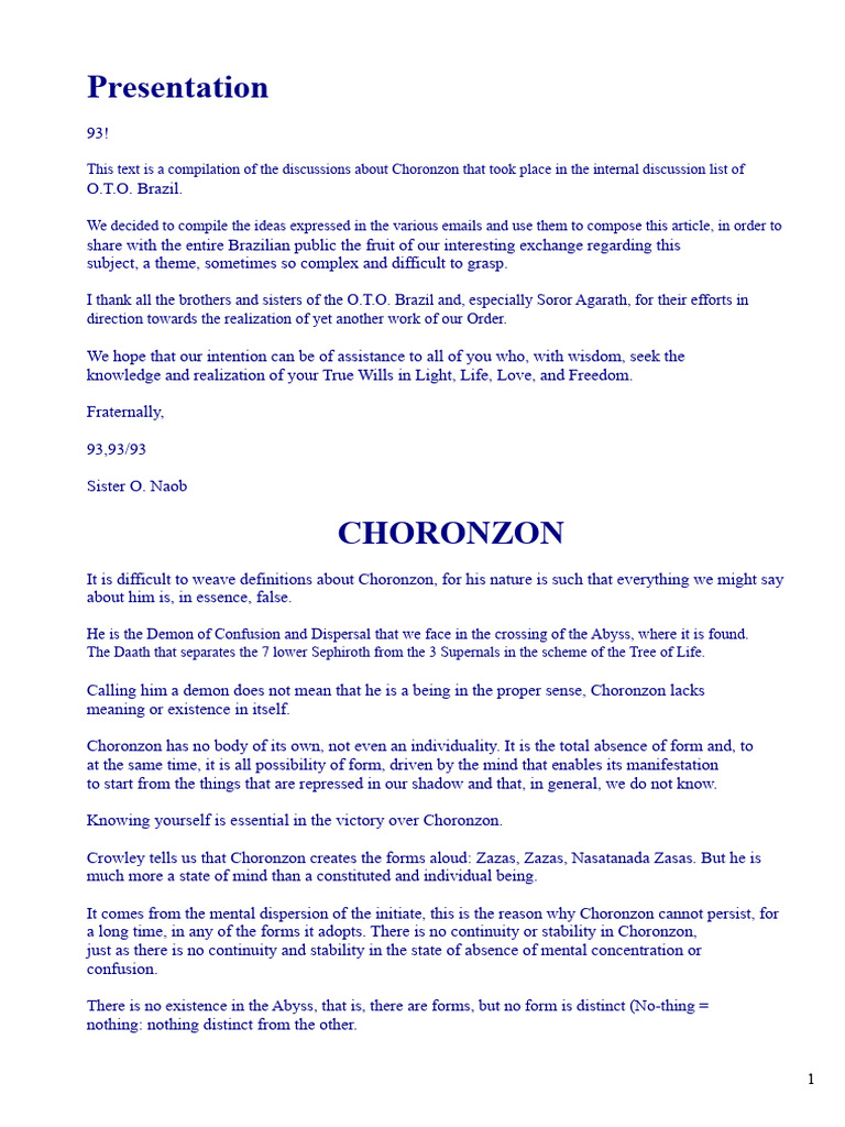 CHORONZON | PDF | Spirituality | Mysticism