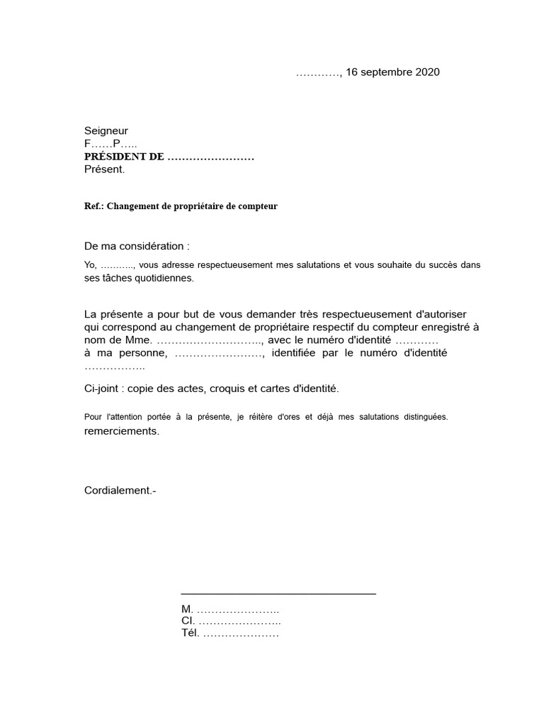 Demande de changement de compteur | PDF