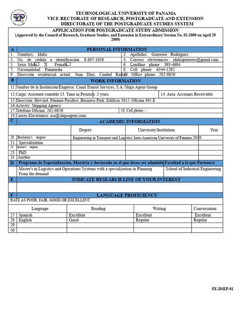 Form For Postgraduate Student Applicants | PDF | Postgraduate Education | Educational Stages