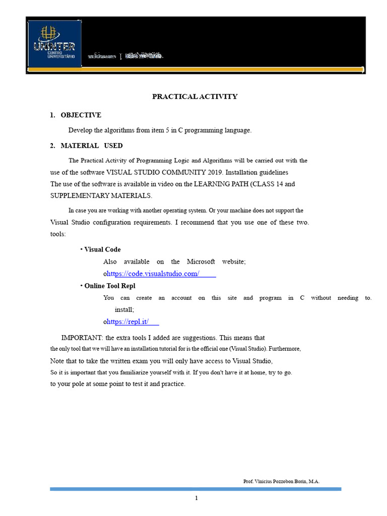 Practical Activity 2020 2 Guidelines and Exercises | PDF | Computer Programming | Computer ...