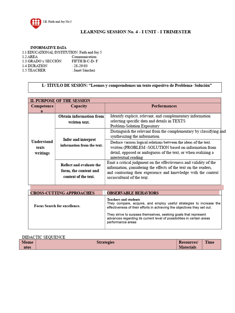 Session 4 - 5th Expository Texts Problem Solution 2 | PDF | Information ...