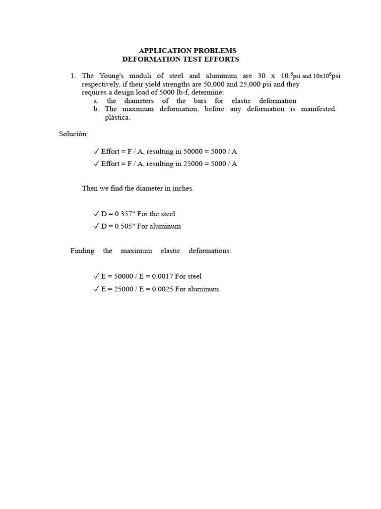 Deformation Test Calculations and Analysis | PDF | Deformation ...