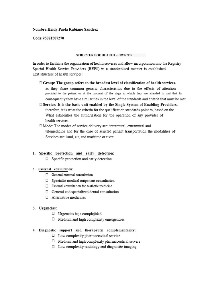 Health Services Structure Overview | PDF | Surgery | Intensive Care ...