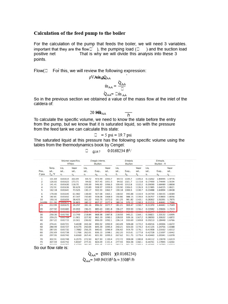 Calculation of The Feed Pump To The Boiler | PDF | Pump | Process ...