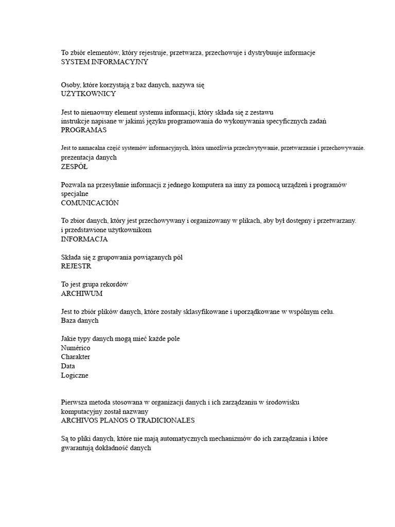 Kwestionariusz Baza Danych | PDF