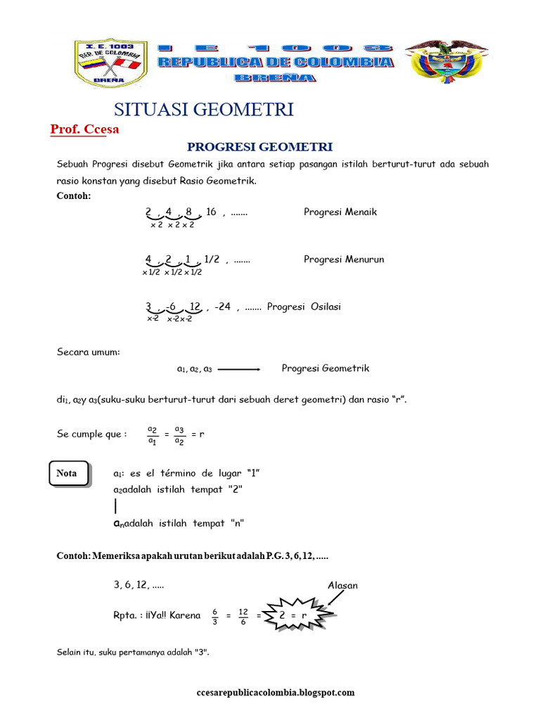 Teori dan Masalah yang Diajukan tentang Progresi Geometris PG77 Ccesa007 | PDF