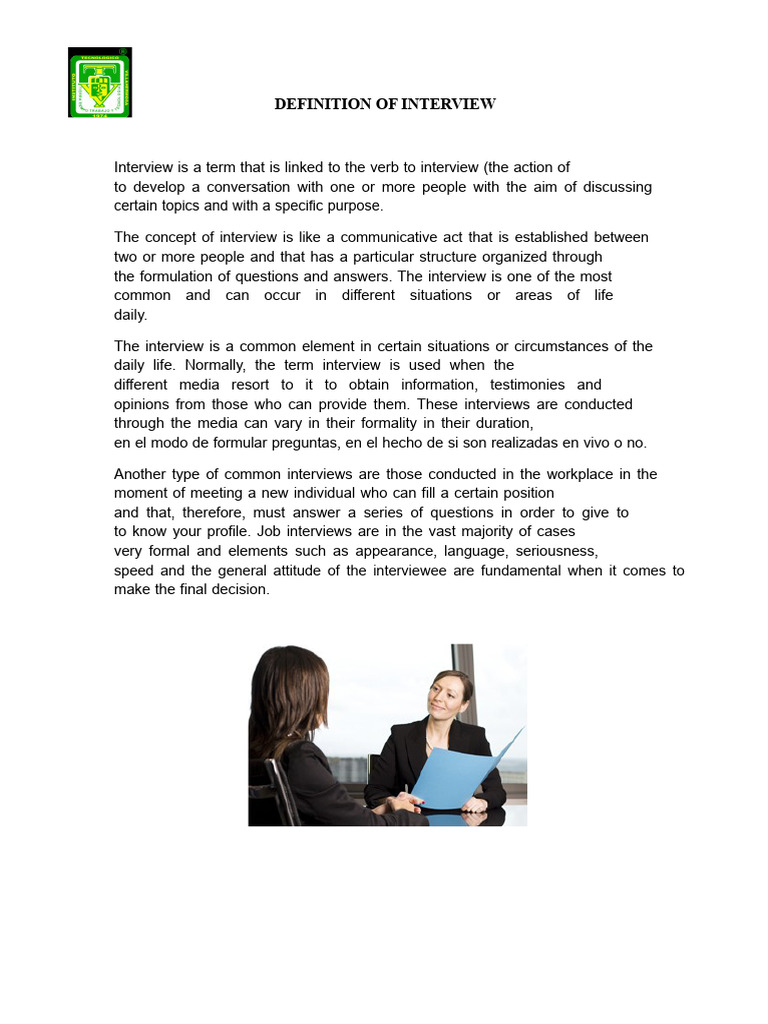 DEFINITION OF INTERVIEW | PDF | Interview | Job Interview