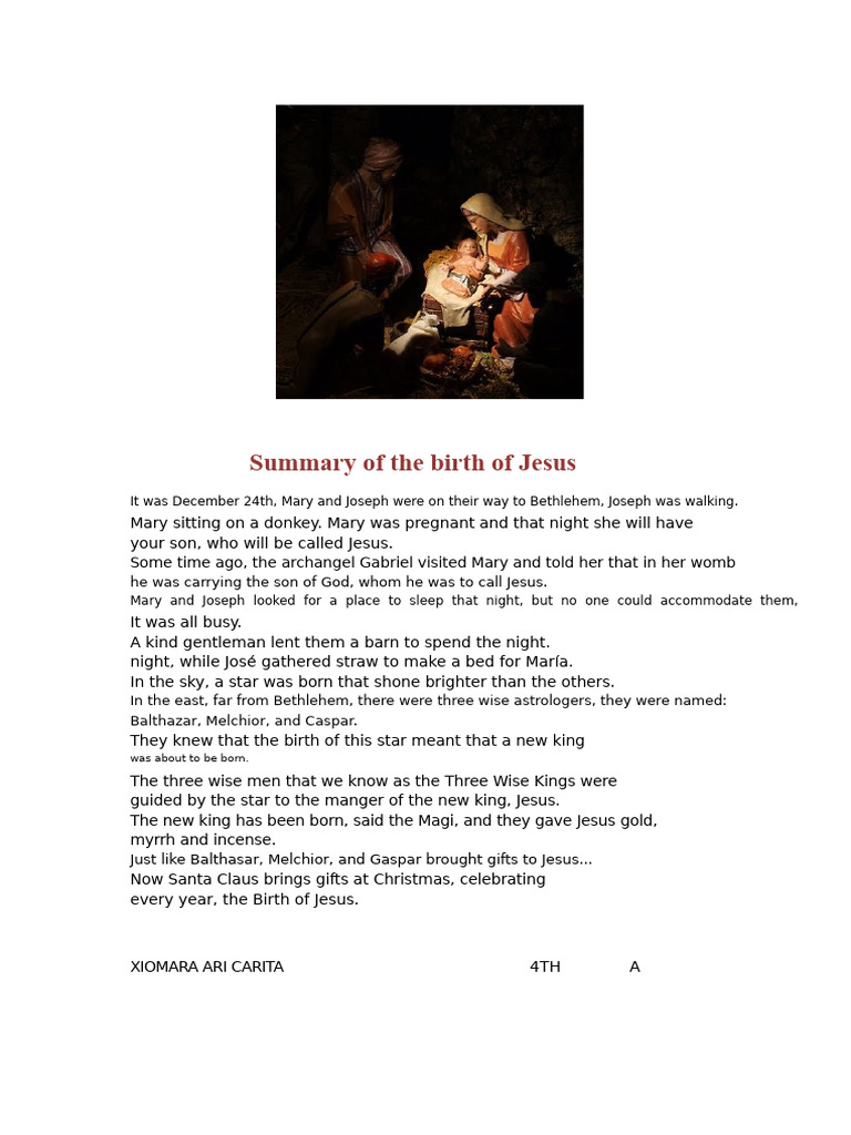 Birth of Jesus: Nativity Story Summary | PDF