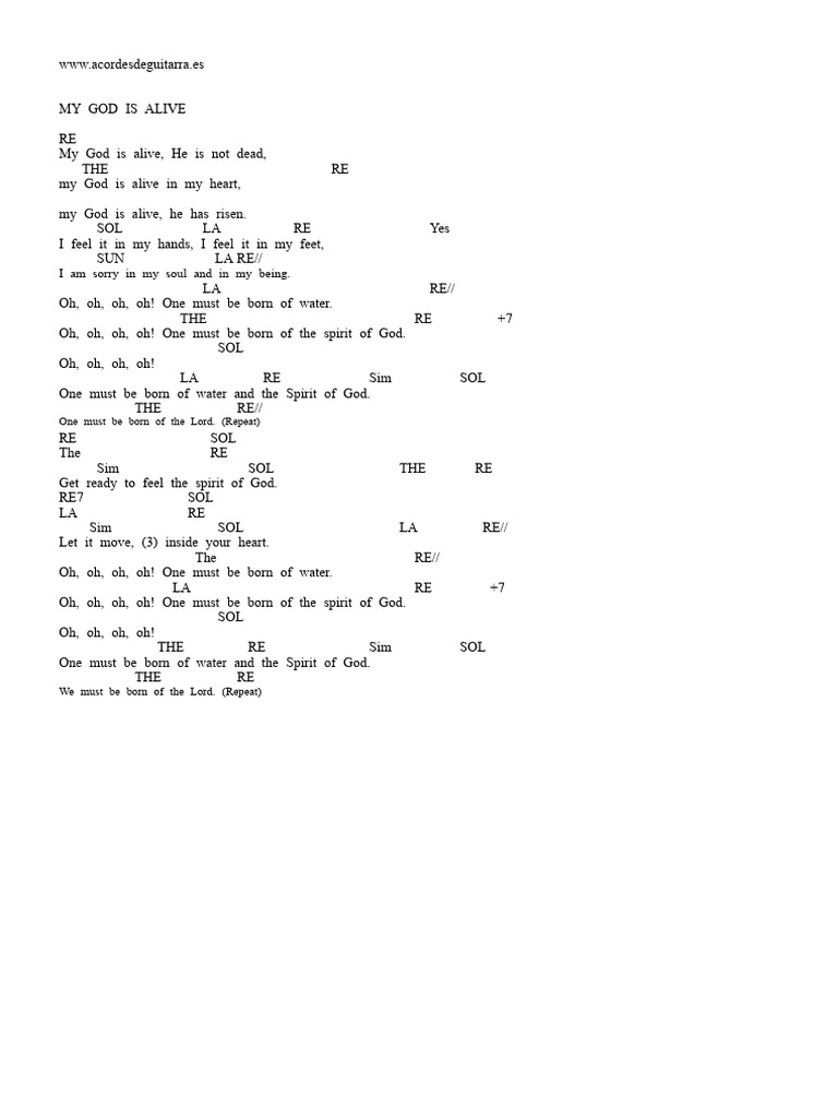 MY GOD IS ALIVE. Guitar Chords. Religious Songbook | PDF