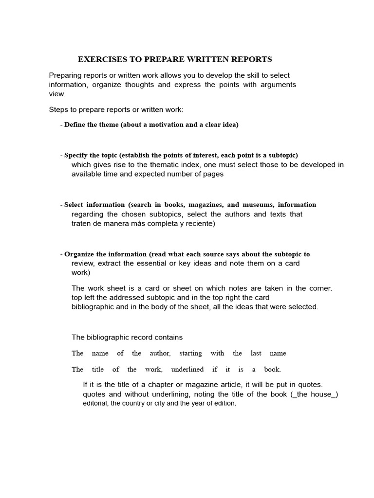 Exercises for Writing Effective Reports | PDF | Bibliography