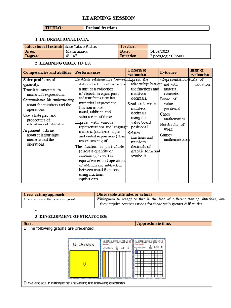 LEARNING SESSION On Decimal Fractions | PDF | Decimal | Numbers