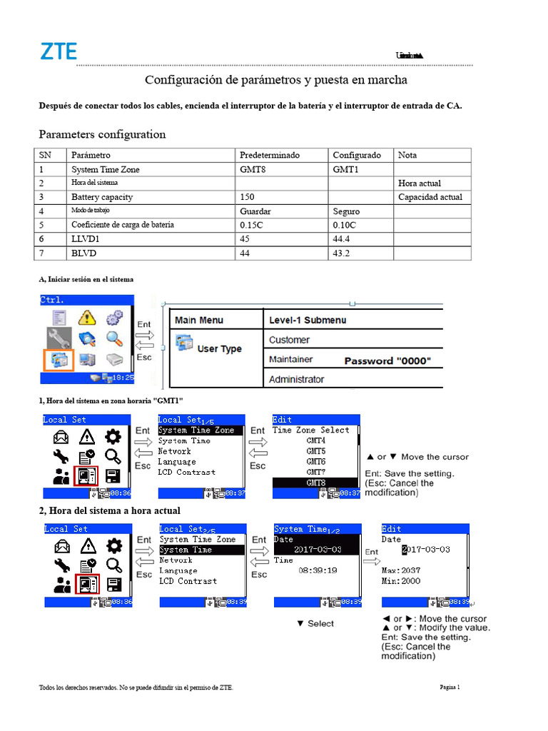 Estación de Potencia ZTE B201&B351 Configuración de Parámetros - V1.0 ...